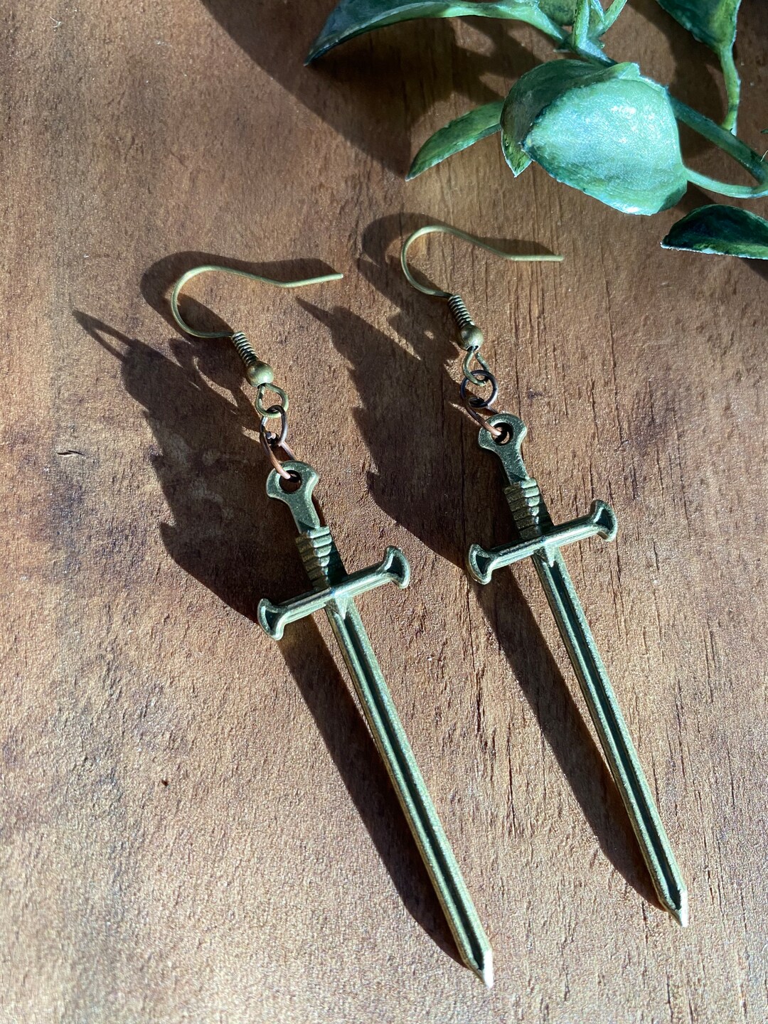 Antique Bronze Sword Earrings / Fantasy Dangle Earrings / - Etsy
