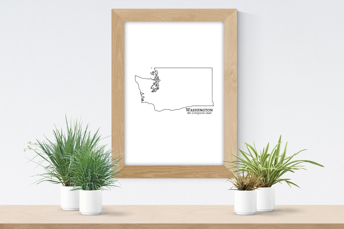 Washington State Print Instant Download State Outline State | Etsy