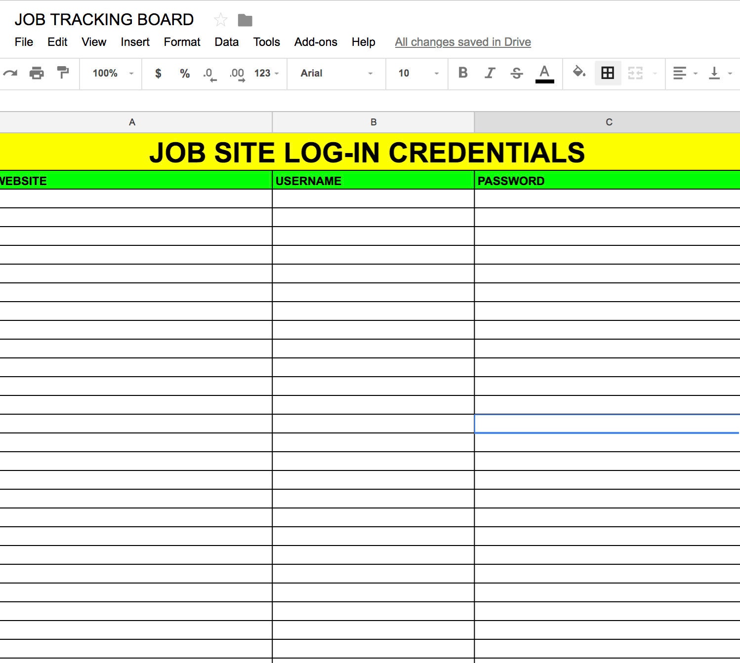 Job Tracking Board