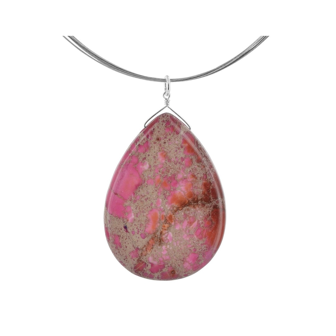 Rose Jasper Pendant, Pink Gemstones, Large Gemstone Necklace, , - Etsy