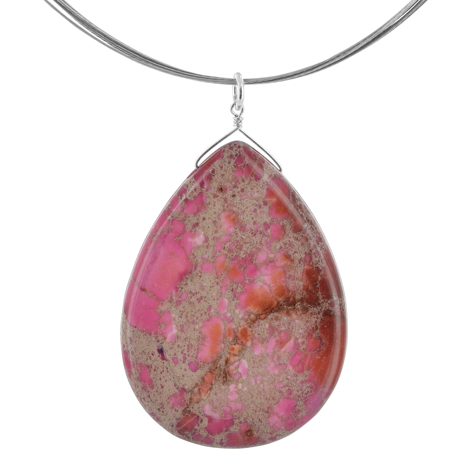 Rose Jasper Pendant, Pink Gemstones, Large Gemstone Necklace, , - Etsy