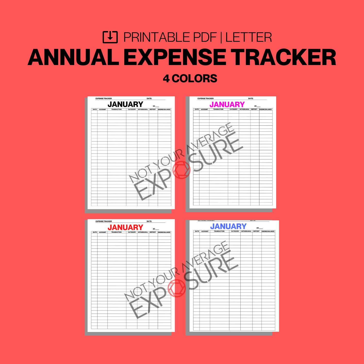 Monthly Expense Tracker Income Tracker Expense Tracker Finance Tracker ...