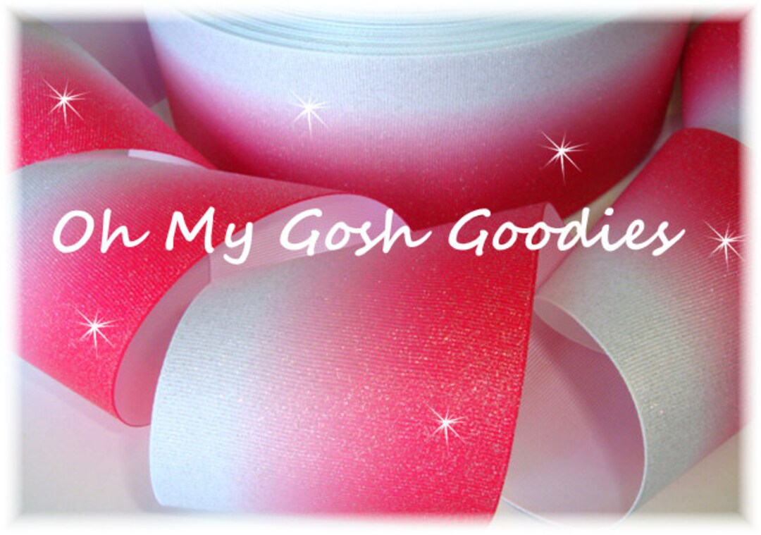 GLITTER SHOCKING Pink OMBRE Cheer Grosgrain Ribbon Hairbow Supplies - 3 ...