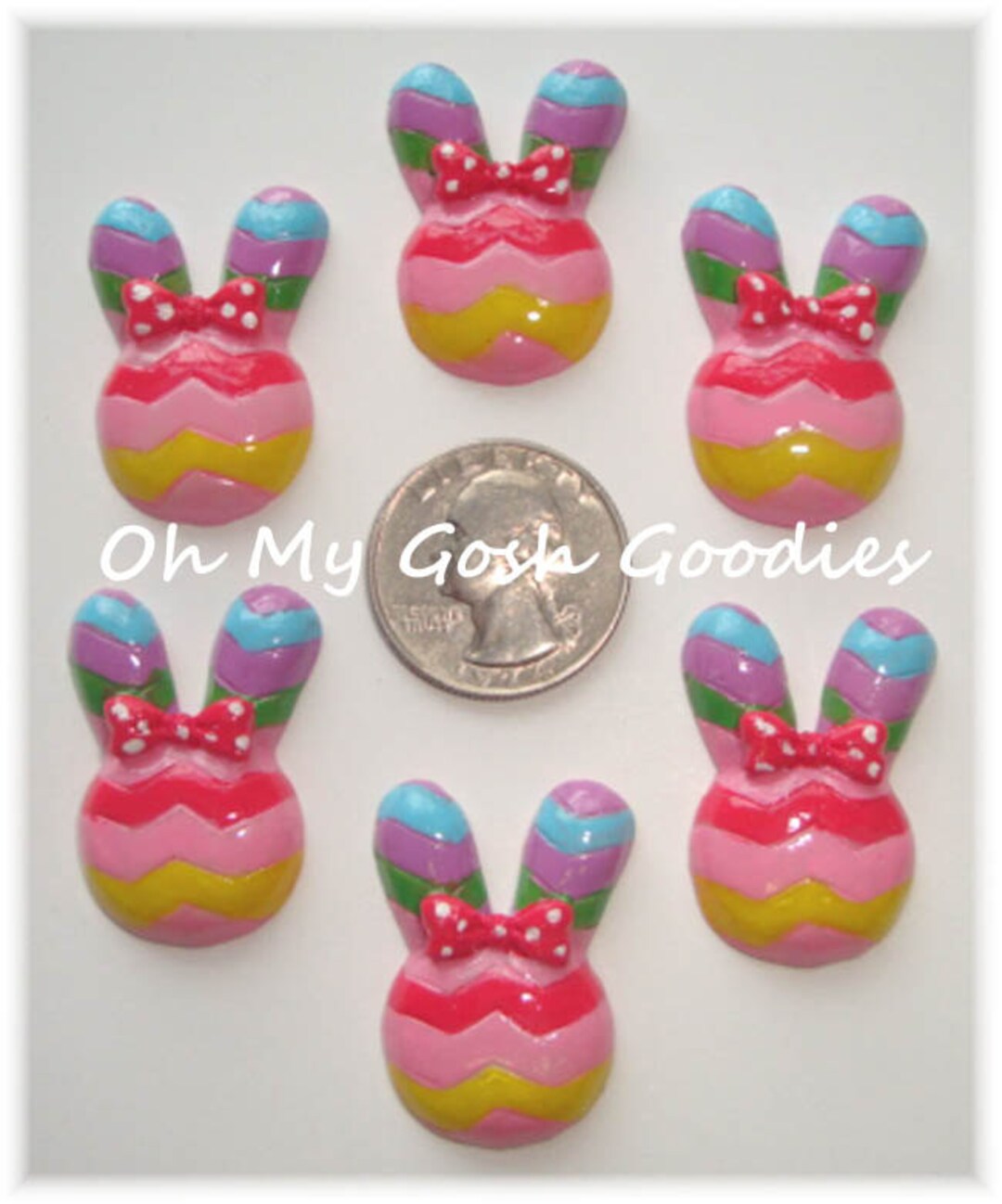 2 Piece Set Easter CHEVRON BUNNY LOVE Resins Oh My Gosh - Etsy