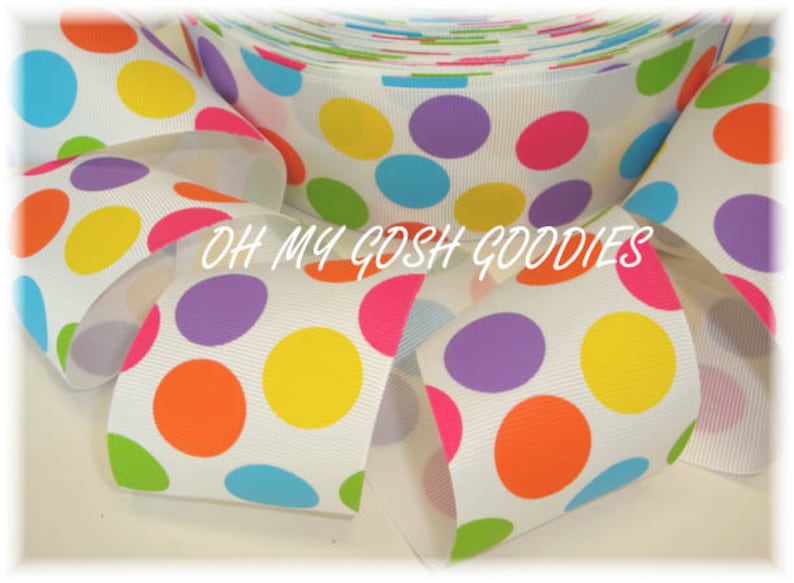 BUBBLE POP DOTS Bright Grosgrain Ribbon 2 1/4 5 Yards | Etsy
