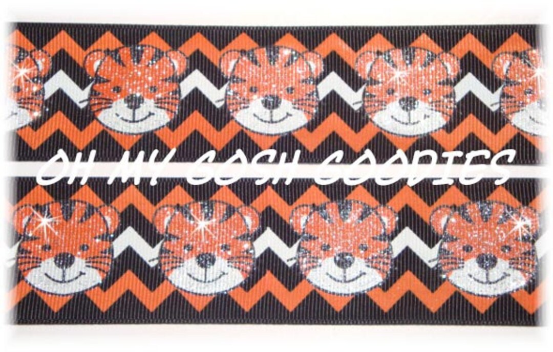5 Yards or 25 Yard Roll - LIL TIGER ORANGE Chevron Glitter Team ...