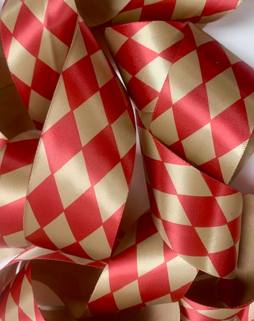One of a Kind - RED GOLD Satin JESTER Ribbon 1.5" - 16 Yard Roll - Oh ...