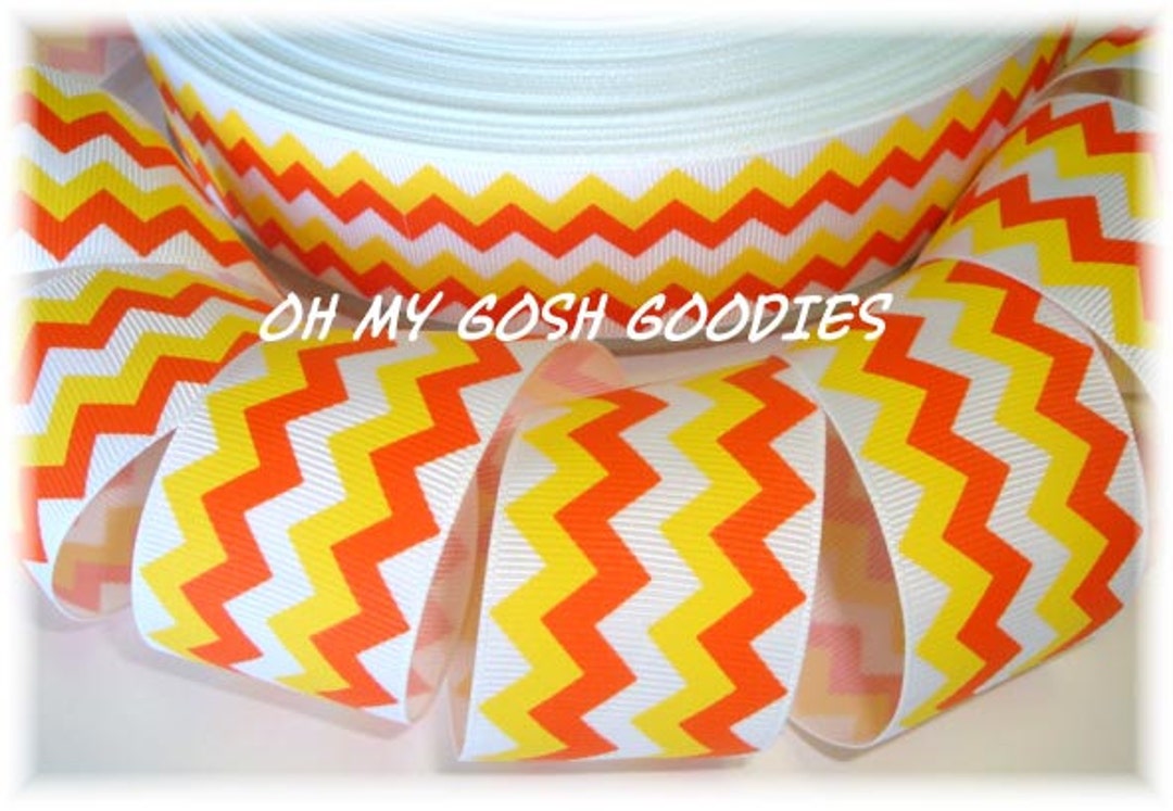 CLASSIC CANDY CORN White Chevron Grosgrain Ribbon 7/8" - 5 Yards - Oh ...