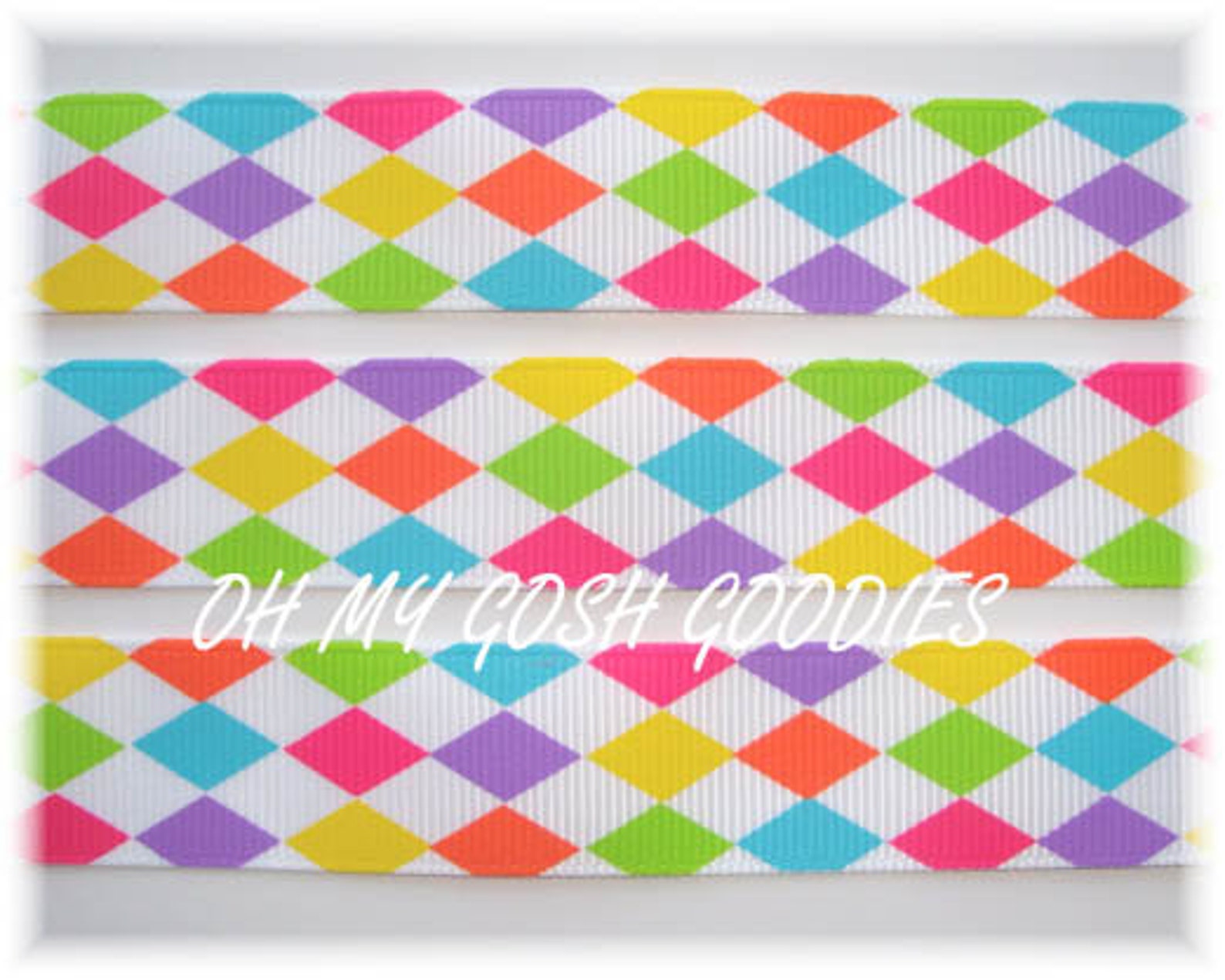 BIRTHDAY JESTER BRIGHT Grosgrain Ribbon 7/8 5 Yards Oh My Gosh Goodies ...