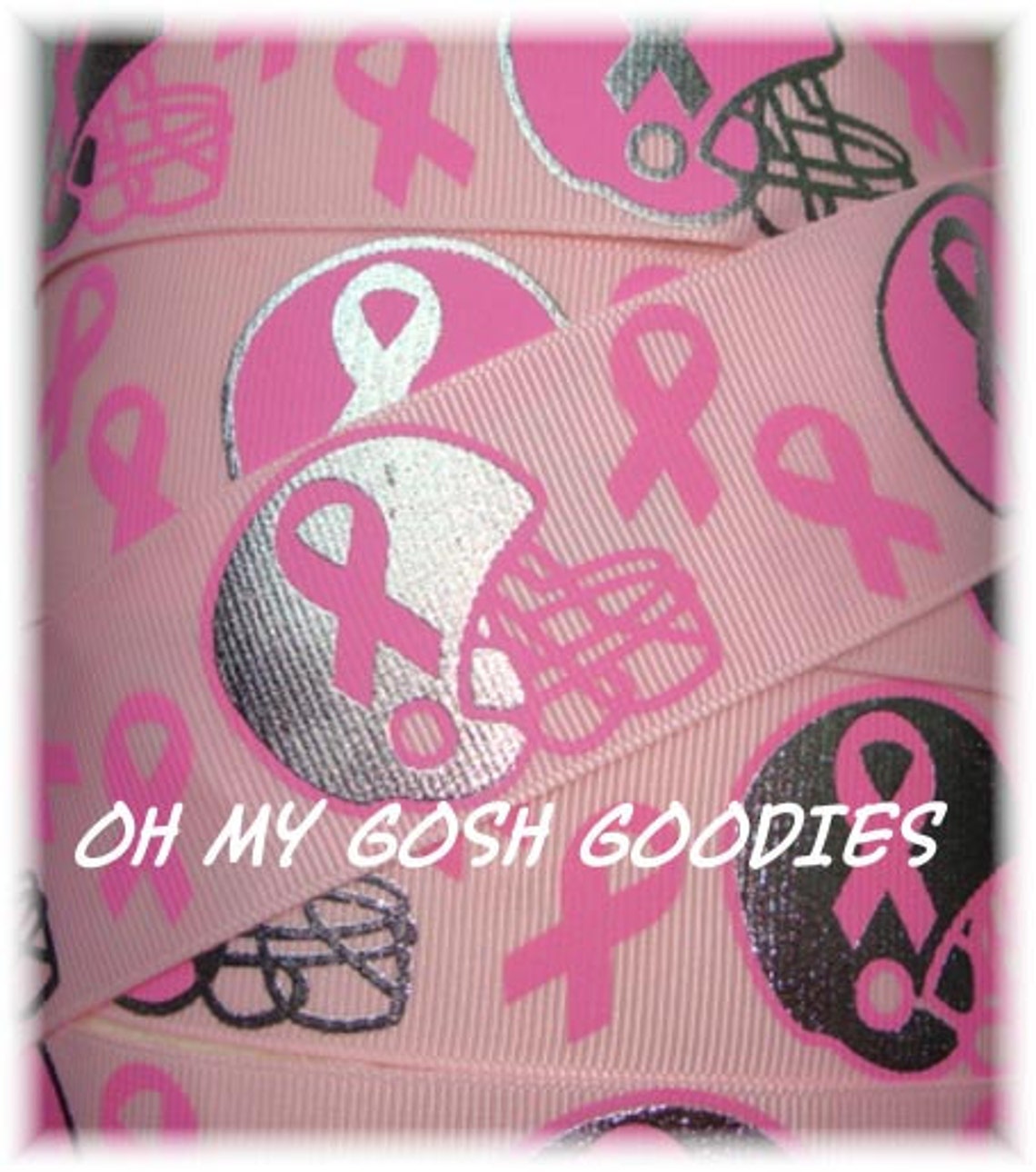 BREAST CANCER AWARENESS Football Helmet Bling Grosgrain Ribbon - Etsy