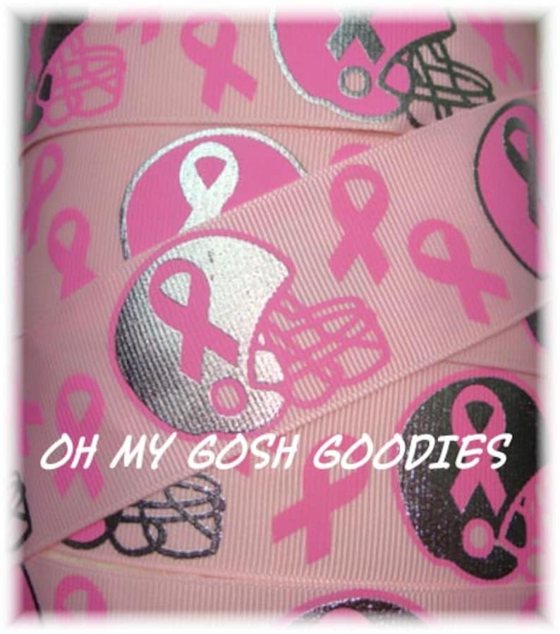 BREAST CANCER AWARENESS Football Helmet Bling Grosgrain Ribbon - 7/8 ...