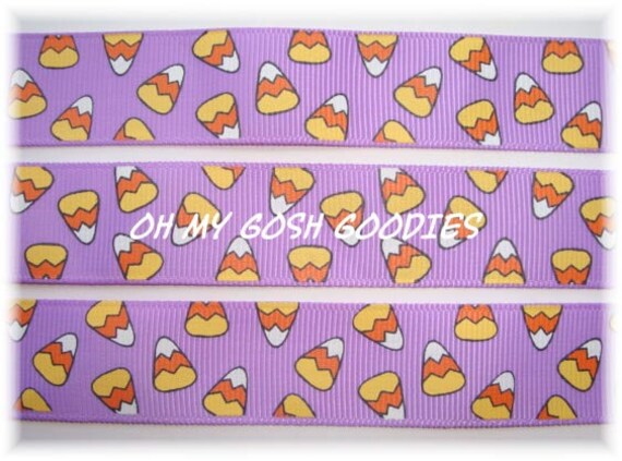 CANDY CORN CLASSIC Purple Halloween Grosgrain Ribbon | Etsy