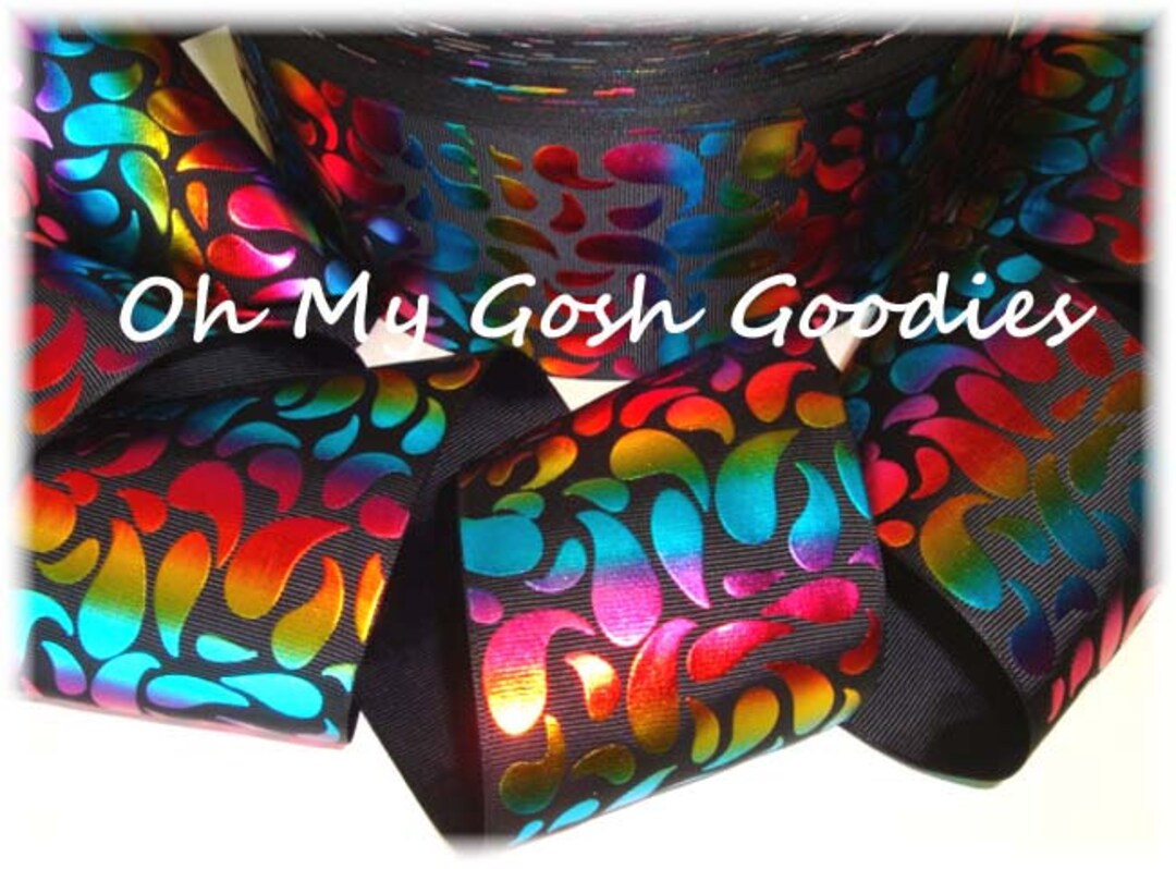 TEARDROP * BLACK * Hologram CHEER Grosgrain Ribbon - 3" - 5 Yards - Oh ...