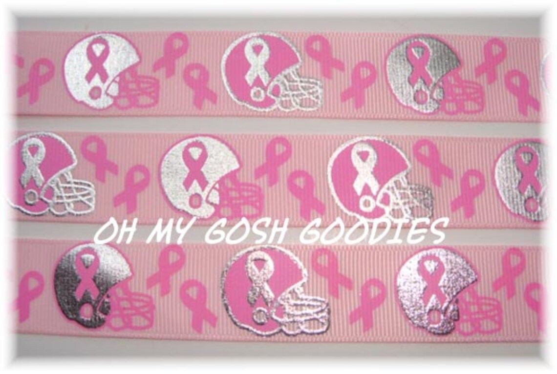 BREAST CANCER AWARENESS Football Helmet Bling Grosgrain Ribbon | Etsy