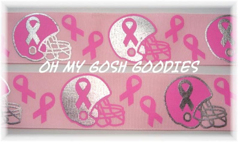 BREAST CANCER AWARENESS Football Helmet Bling Grosgrain Ribbon - 7/8 ...