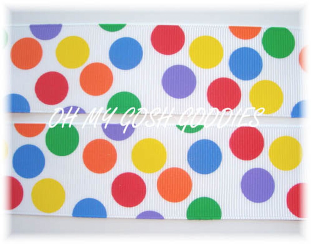 5 Yards or 25 Yard Roll Sale - BUBBLE POP DOTS Primary Grosgrain Ribbon ...