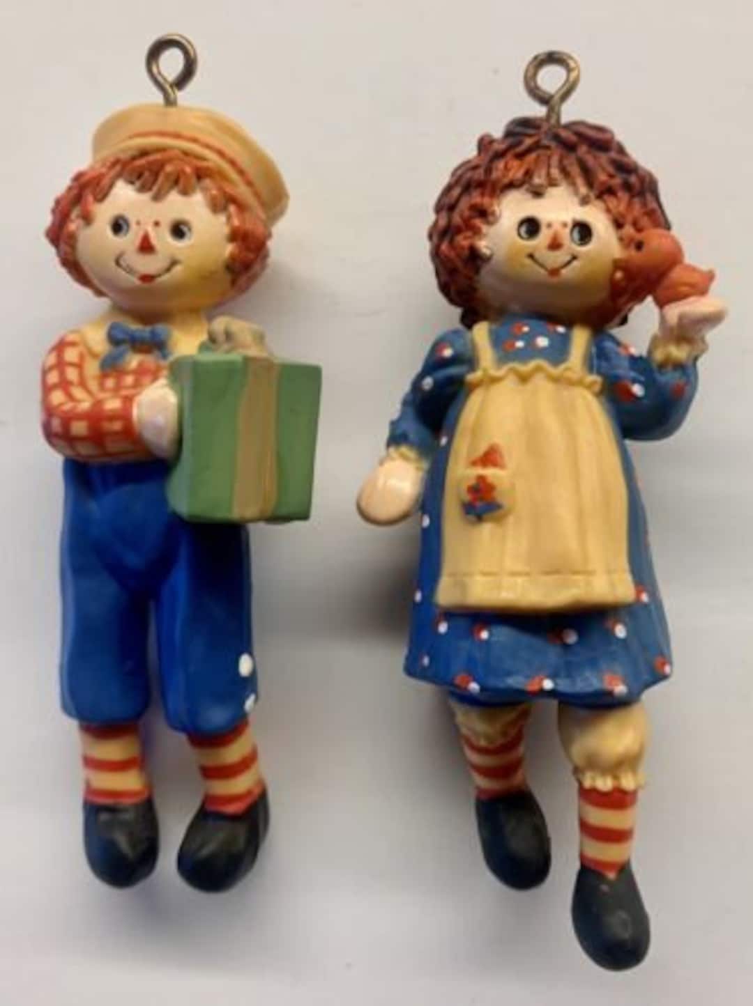 HALLMARK RAGGEDY Ann & RAGGEDY Andy Pair Vintage Ornaments 1975 Rare Oh ...