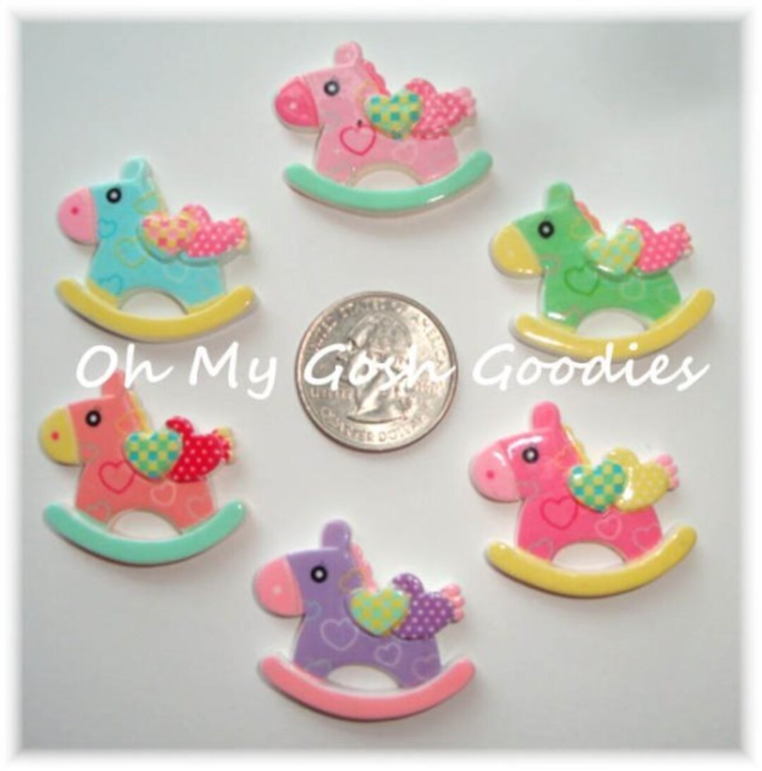 6 Piece or 50 Piece Bulk Lot Sale Set PASTEL ROCKING HORSE Resins - Oh ...