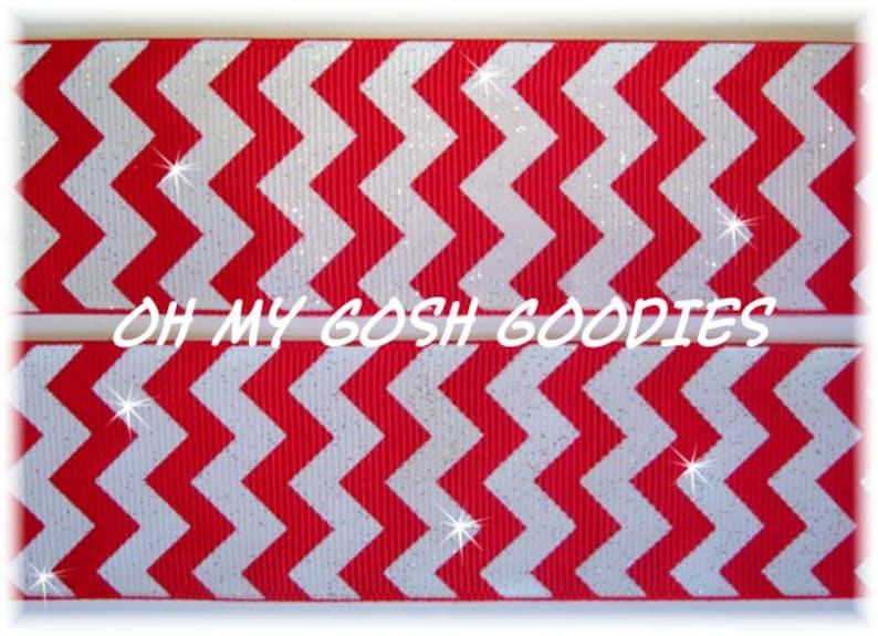 CHEVRON RED WHITE Glitter Grosgrain Ribbon - 2 1/4" - 5 Yards - Oh My ...