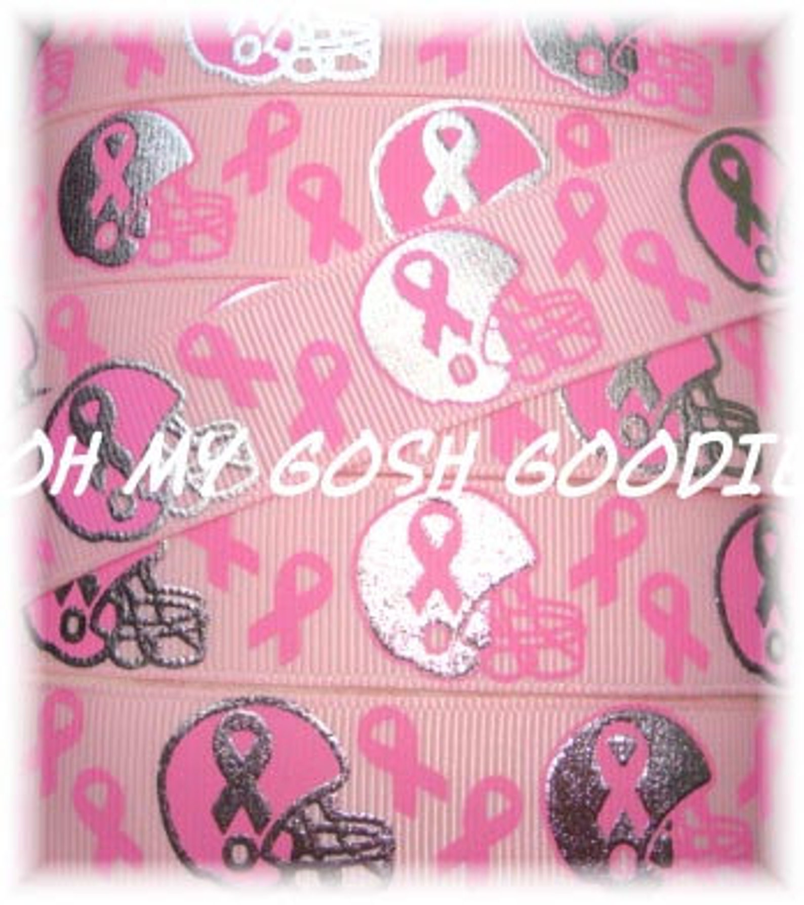 BREAST CANCER AWARENESS Football Helmet Bling Grosgrain Ribbon - Etsy
