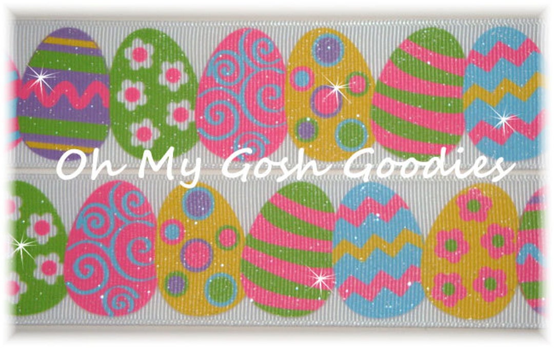 One of a Kind EASTER EGG PARADE Glitter Grosgrain Ribbon 1.5 Width 4 1/ ...