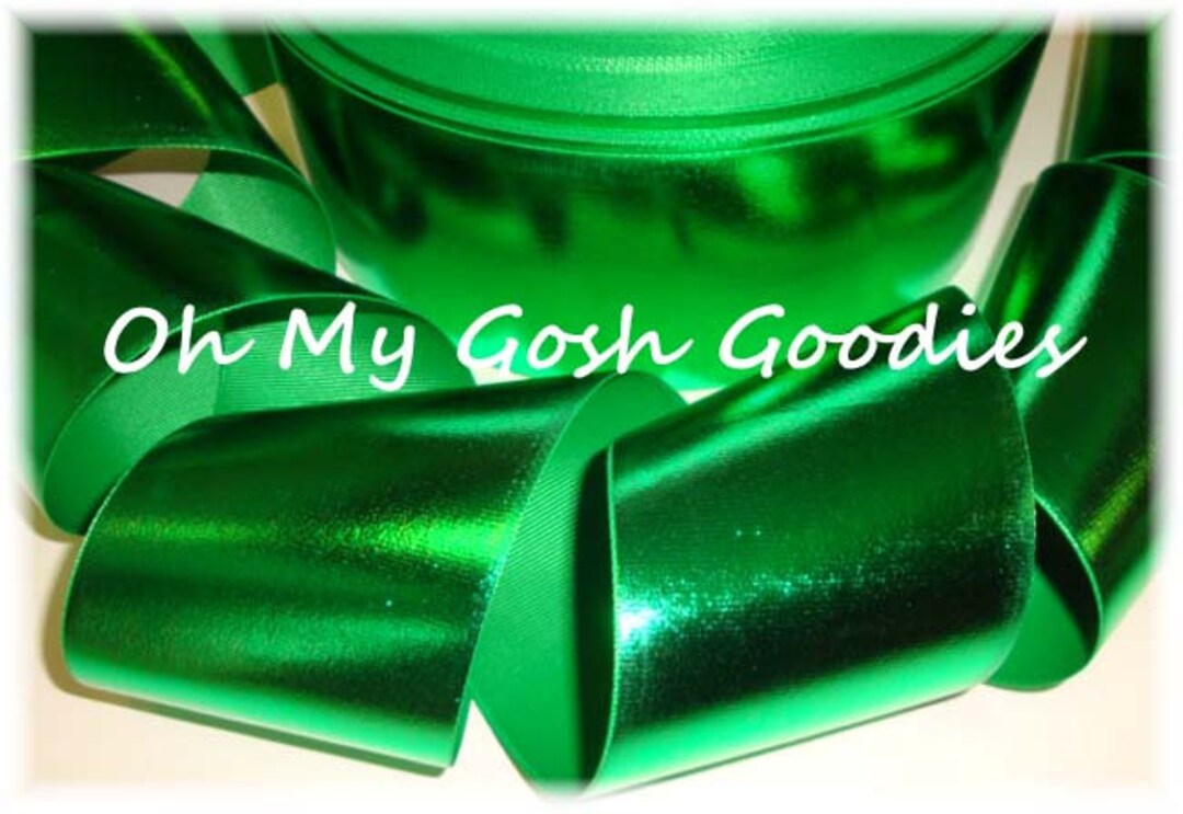 VINYL * GREEN * METALLIC Cheer Tick Tock Grosgrain Ribbon Hairbow ...