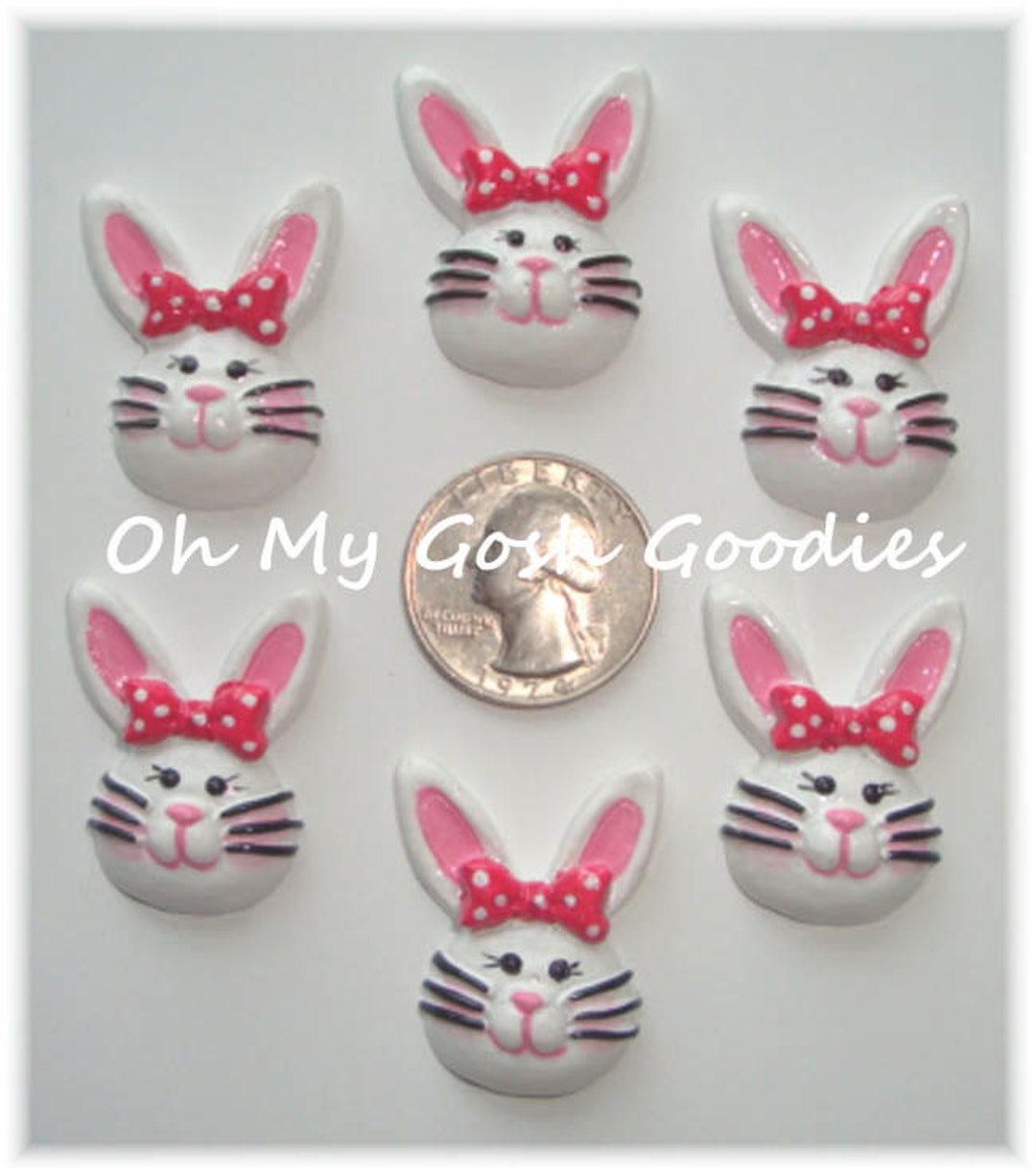 6 Piece Set Easter BOW BUNNY BOP Resins - Oh My Gosh Goodies - Etsy