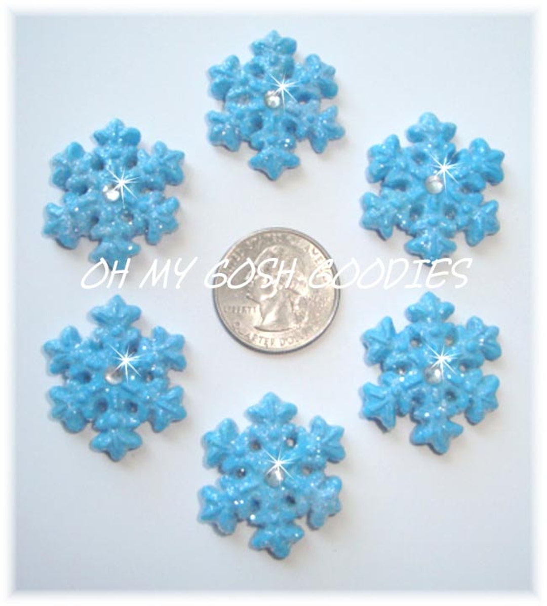 6 Piece Set CHRISTMAS SNOWFLAKE BLING Glitter Blue Resins - Oh My Gosh ...