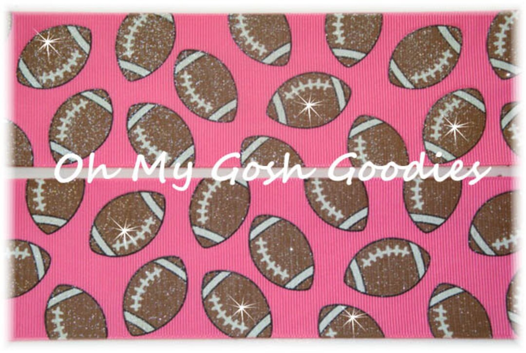GLITTER FOOTBALLS Hot PINK Cheer Team Grosgrain Ribbon - 2 1/4 - 5 ...