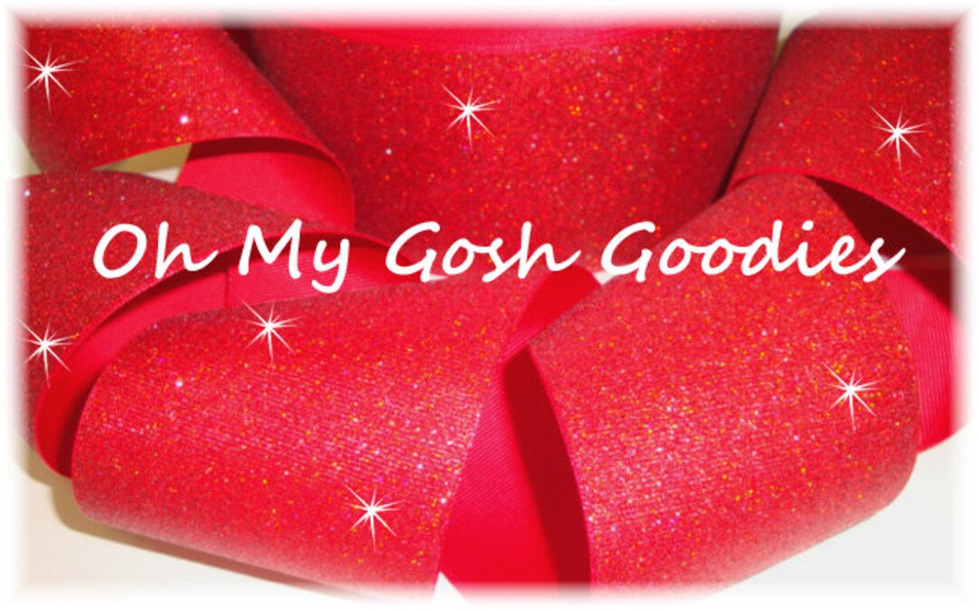 SUPER SPARKLE RED Glitter Cheer Tick Tock Grosgrain Ribbon Hairbow ...