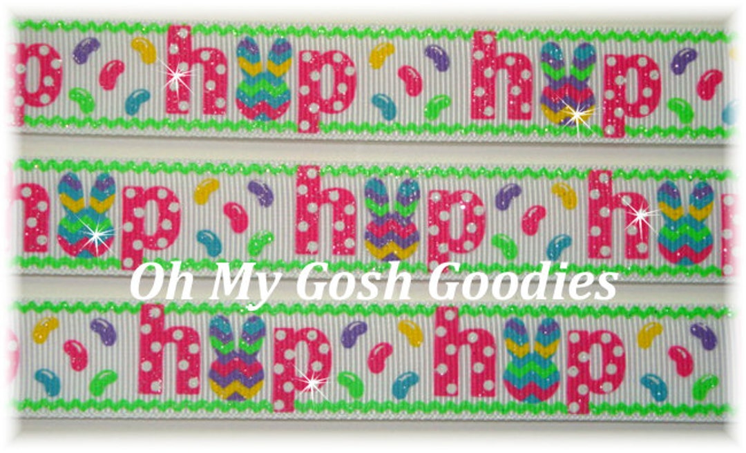 LAST ONE - 7/8 Jellybean Hop White Chevron Bunny Rabbit Easter ...