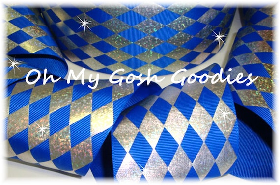 HOLOGRAM JESTER ROYAL Silver Grosgrain Tic Toc Cheer Ribbon | Etsy