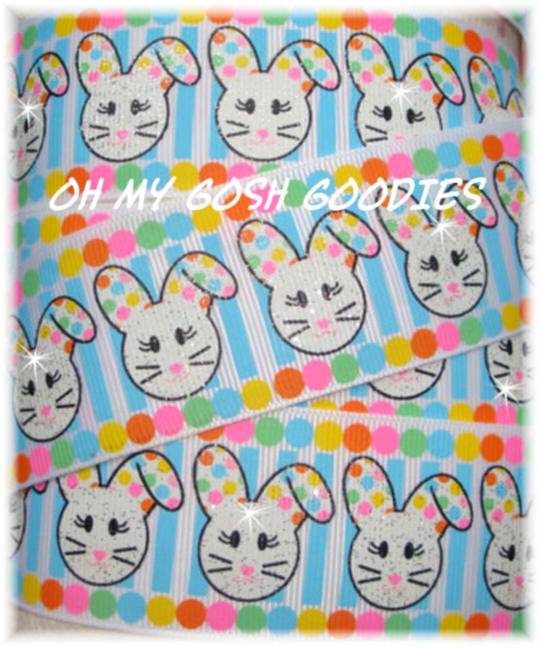 5 Yard or 25 Yard Roll Sale - Glitter Easter POLKA DOTTIE HOTTIE Bunny ...