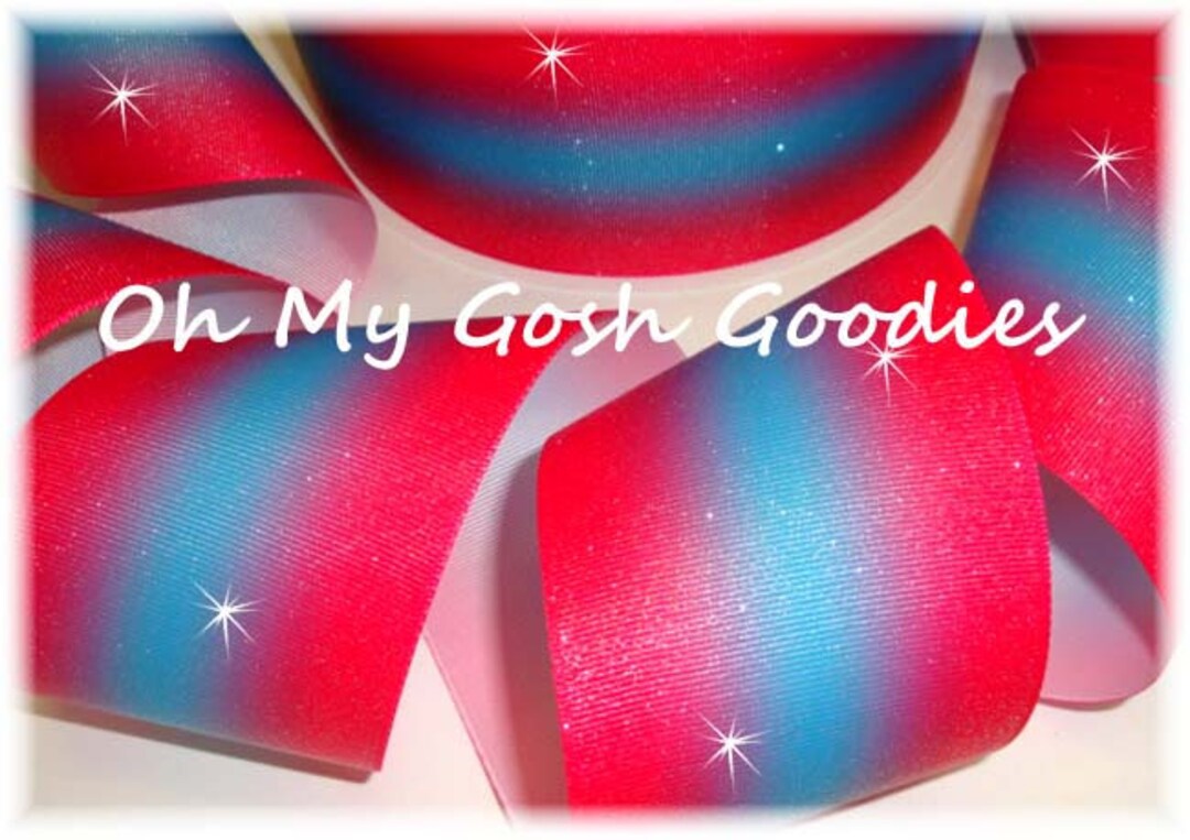 SALE Double GLITTER OMBRE Shocking Pink Turquoise Cheer Grosgrain ...