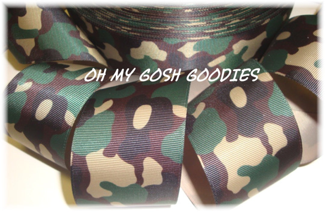 MILITARY GREEN CAMO Grosgrain Ribbon 3/8 , 7/8, 3 5 Yards Oh My Gosh ...