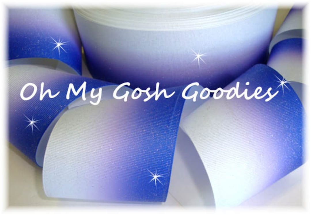 GLITTER PERIWINKLE Blue OMBRE Cheer Grosgrain Ribbon Hairbow Supplies ...