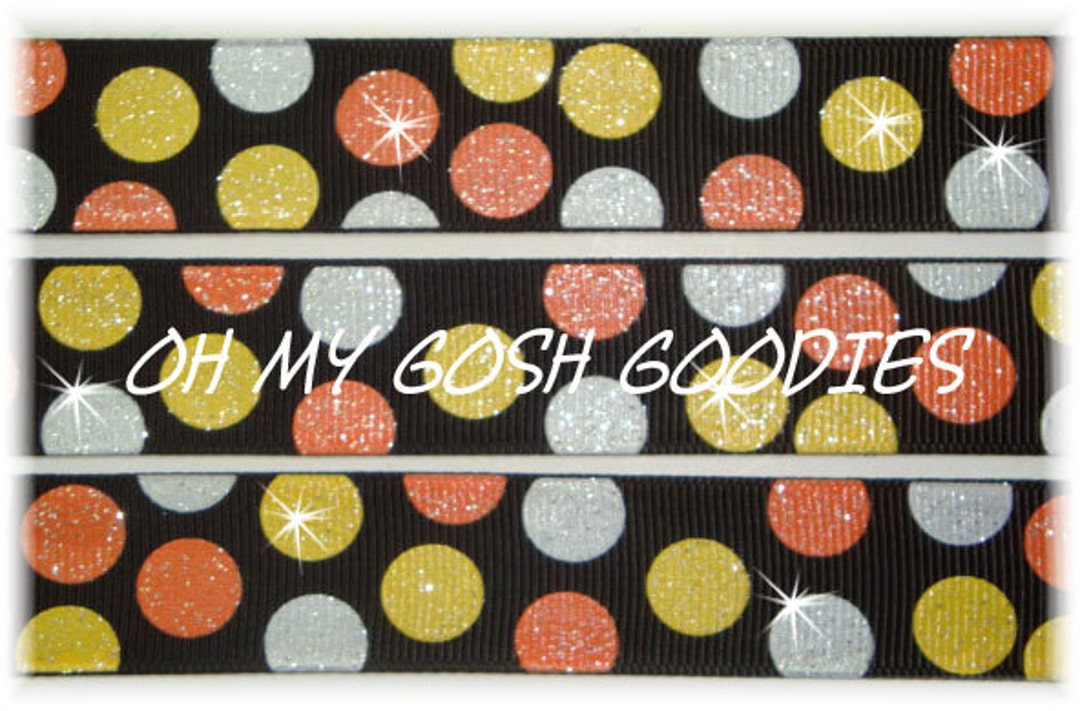 5 Yards or 25 Yard Roll Sale - CANDY CORN GLITTER Dots Halloween ...