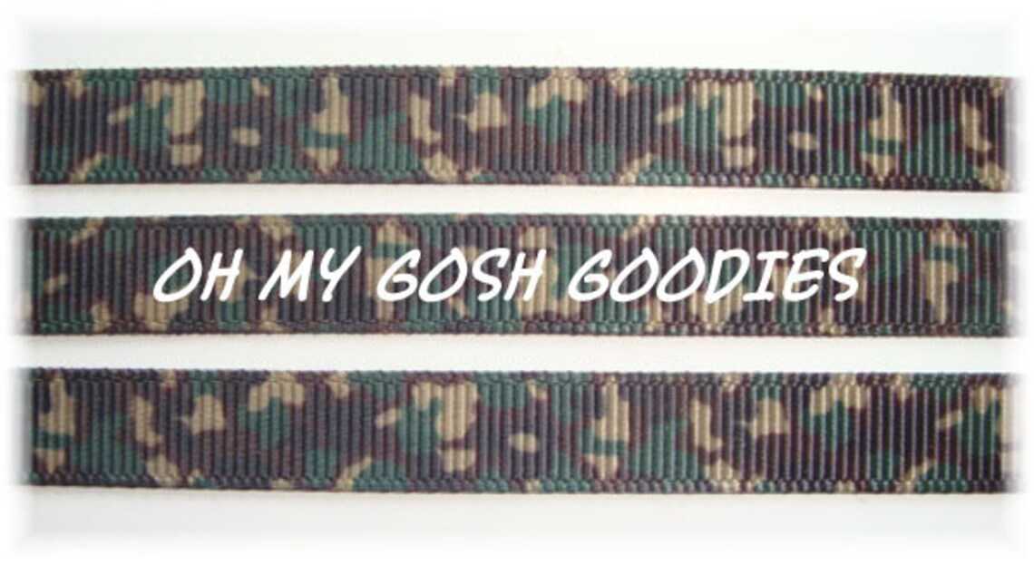 MILITARY GREEN CAMO Grosgrain Ribbon - 3/8", 3" - 5 Yards - Oh My Gosh ...