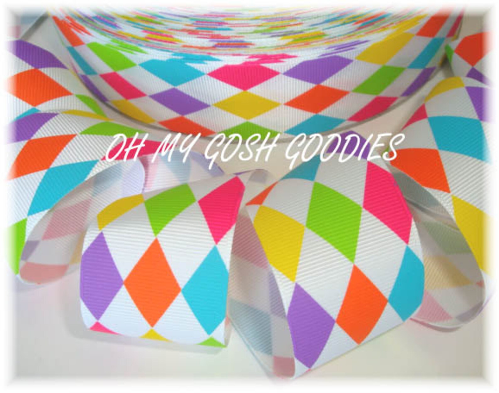 BIRTHDAY JESTER BRIGHT Grosgrain Ribbon 7/8 5 Yards Oh My Gosh Goodies ...