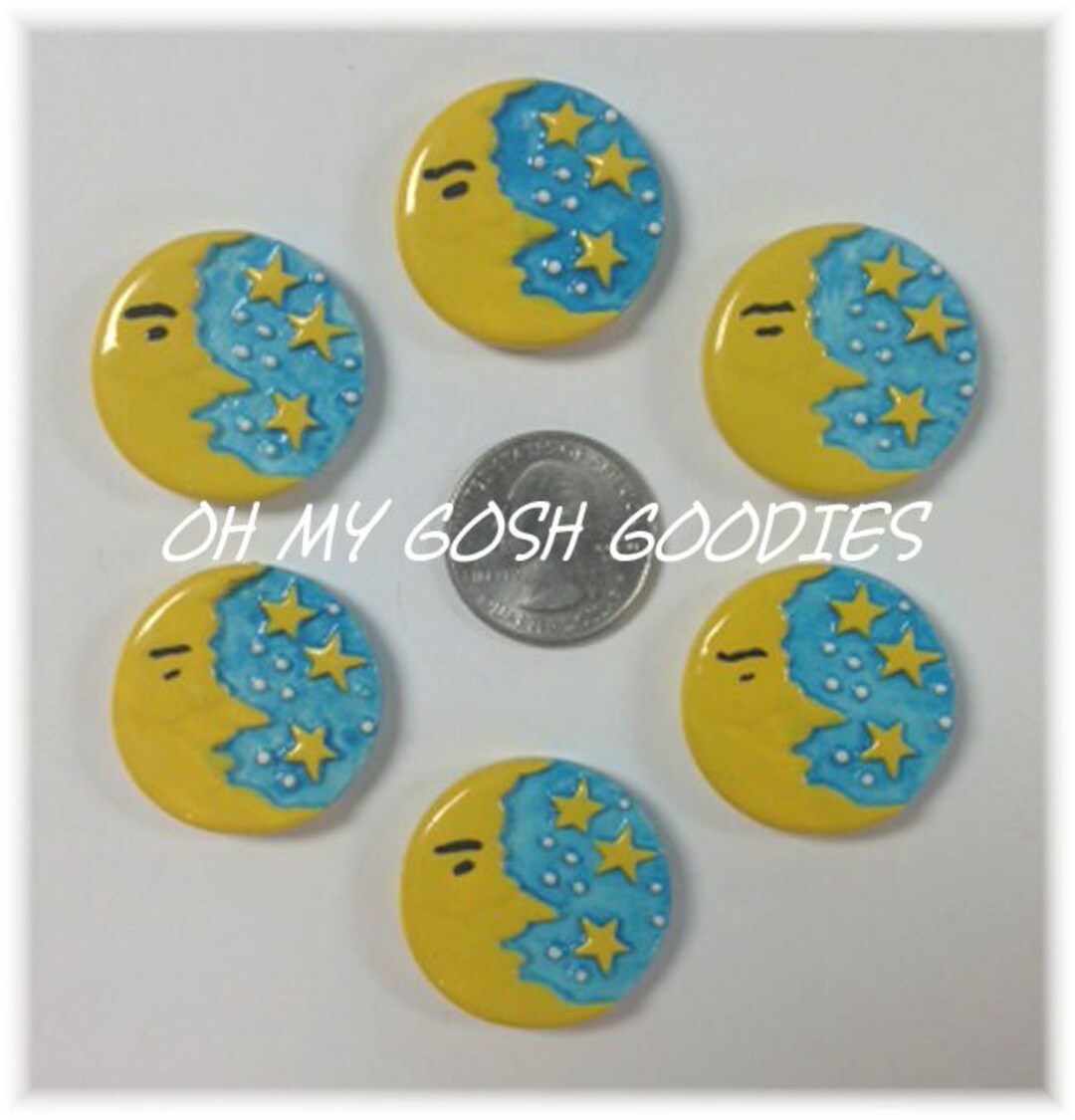 6 Piece Set CELESTIAL BLUE MOON Hairbow Centers - Oh My Gosh Goodies ...