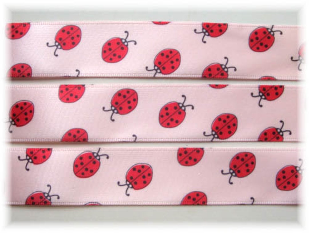 25 Yard Roll - SALE RED LADYBUGS Venus Pink Satin Ribbon - 7/8" - Oh My ...