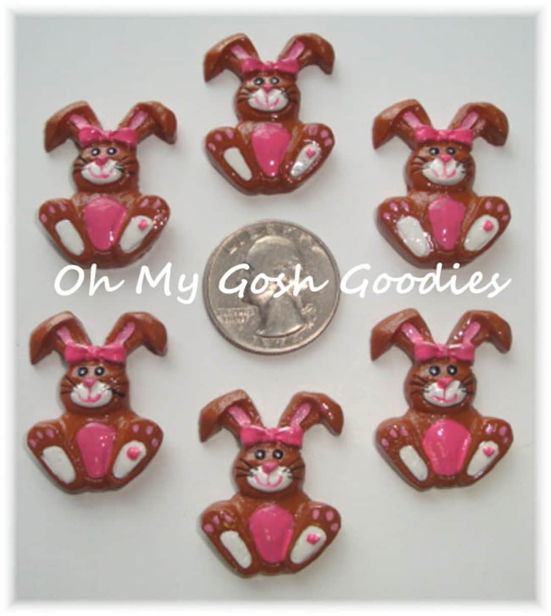 6 Piece or 50 Piece Bulk Lot Sale Set Easter PINK CHOCOLATE BUNNY ...