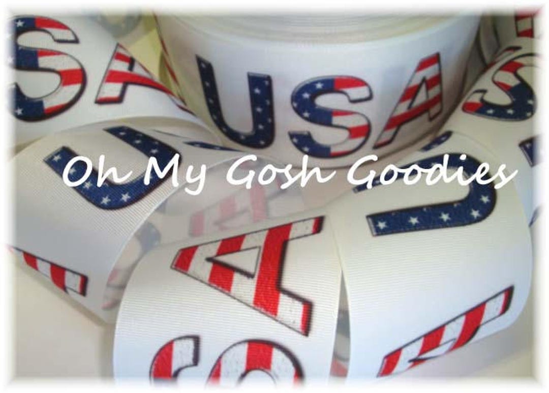 One of a Kind - U S A PATRIOTIC FLAG Grosgrain Ribbon - 3" - 3 2/3 ...