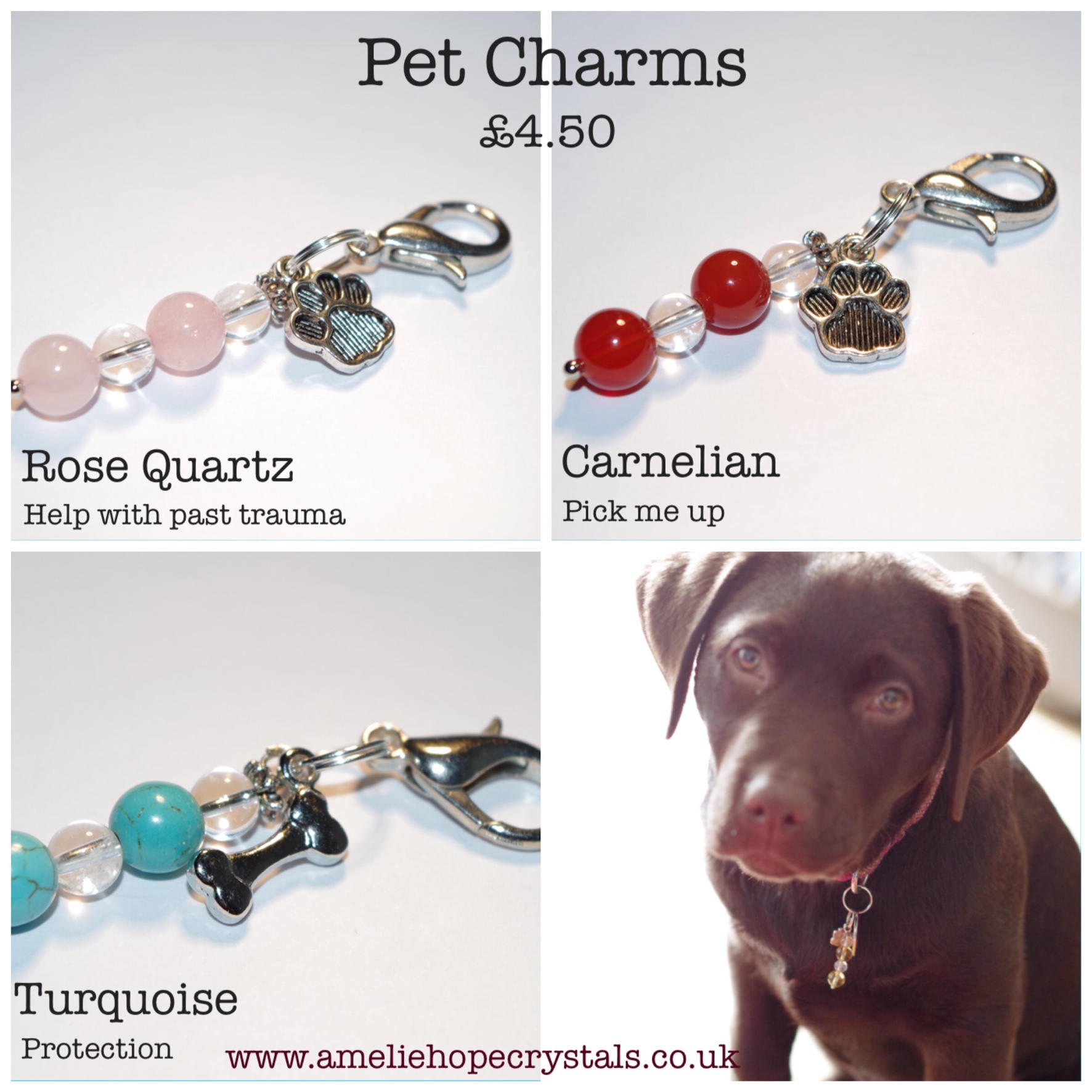 Gemstone Crystal Healing Charms for Dogs and Cats - Etsy UK
