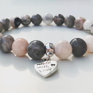 Pink Zebra Jasper Contentment Crystal Healing Gemstone Bracelet Amelie ...