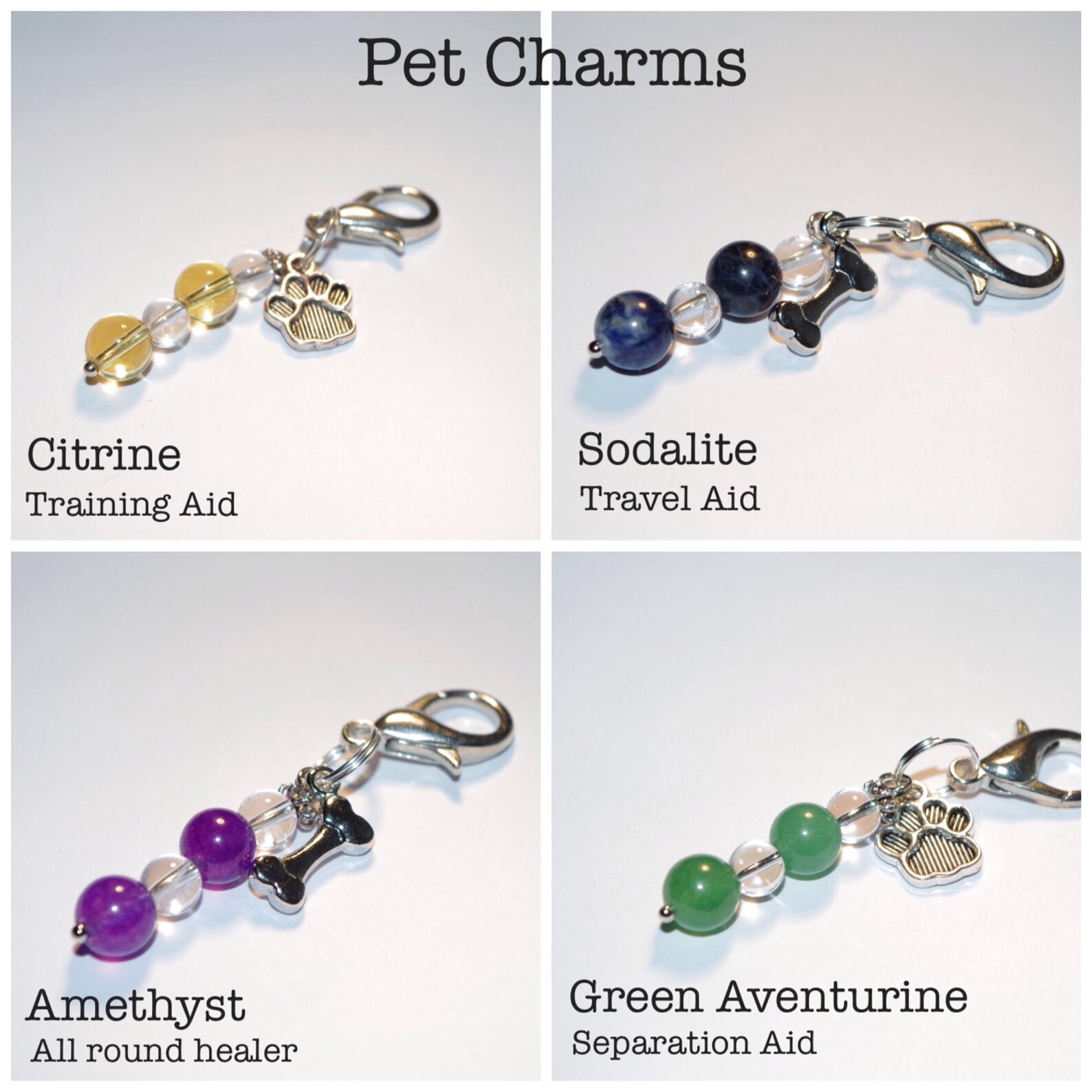 Gemstone Crystal Healing Charms for Dogs and Cats - Etsy