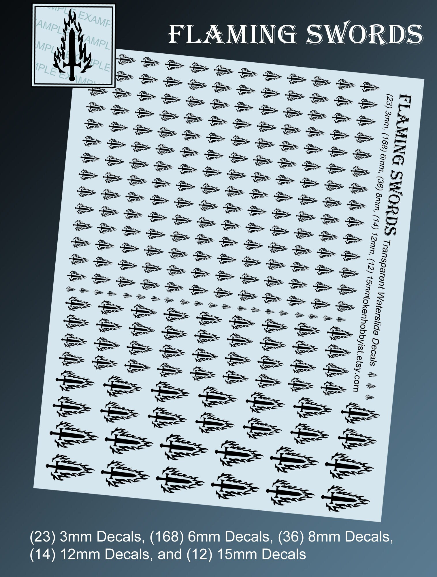 Waterslide Decals for Tabletop Minis Roleplaying and Gaming Flaming ...