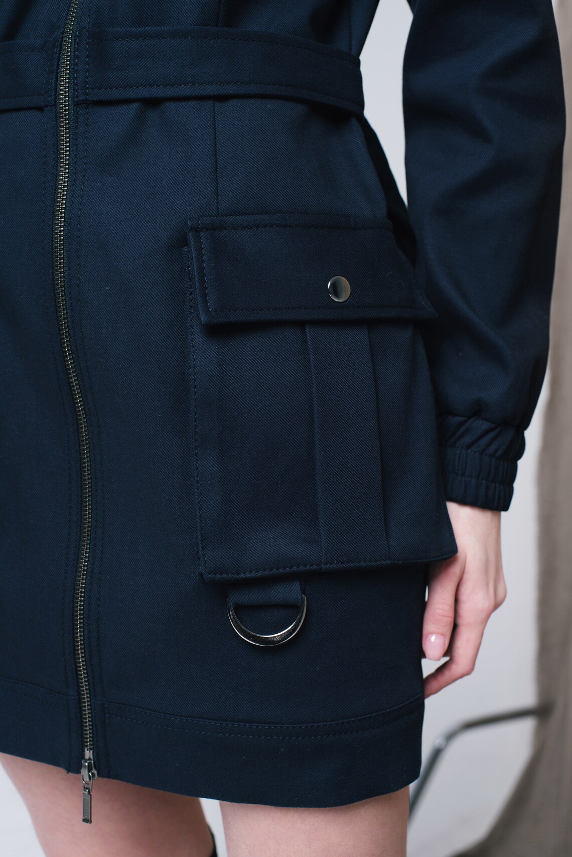 Stretch-cotton Mini Dress With Patch Pockets Workwear Trendy - Etsy