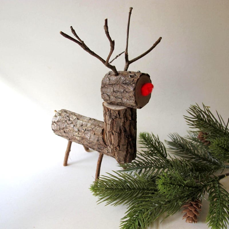 Log Reindeer - Etsy