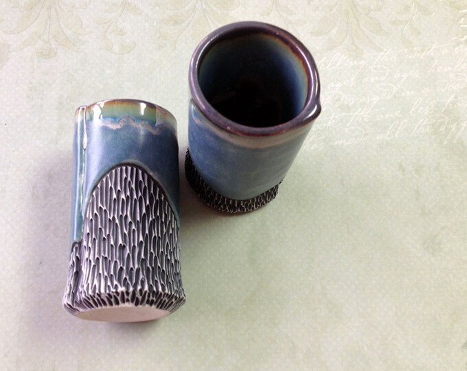 Blue Shot Glass Set of Two Handmade Porcelain Cups With Hand - Etsy